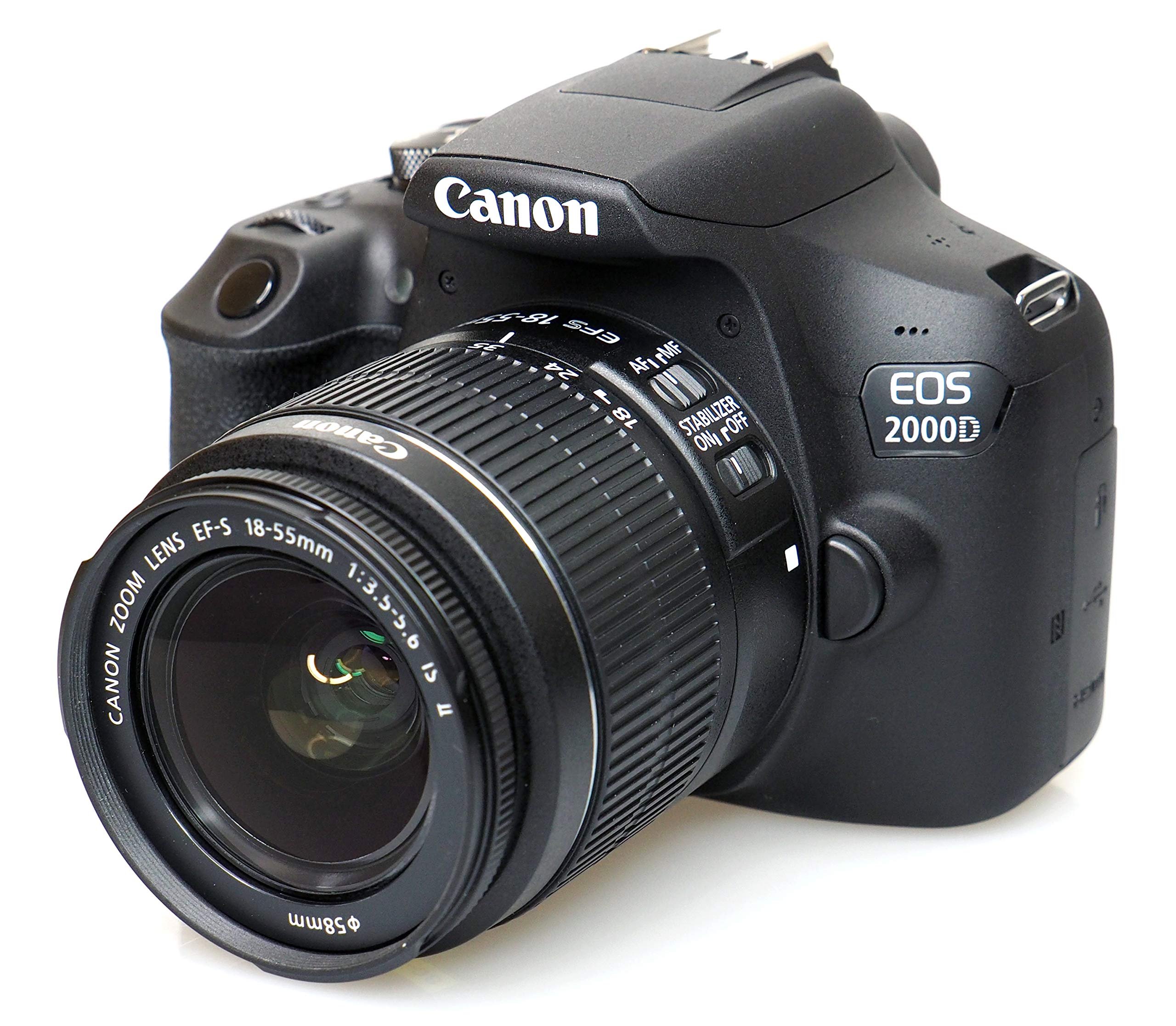 Canon Rebel T7 DSLR Camera (2000D) with EF-S 18-55 mm f/3.5-5.6 Lens + 32GB Memory Card + Camera Bag + Cleaning Kit + Table Tripod + Filters (Renewed)