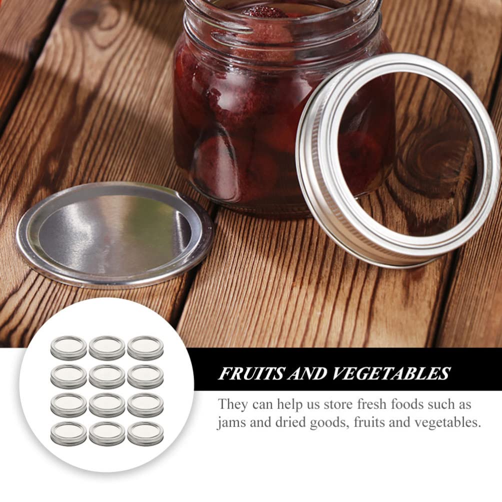 Angoily 12pcs Mason Jar Lids Reusable Canning Lids Mason Can Cover Canning Bands Regular Mouth Mason Jars Cap Canning Lids and Ball Jar Lids Wide Mouth Lids Caps With Cover Ring Tinplate
