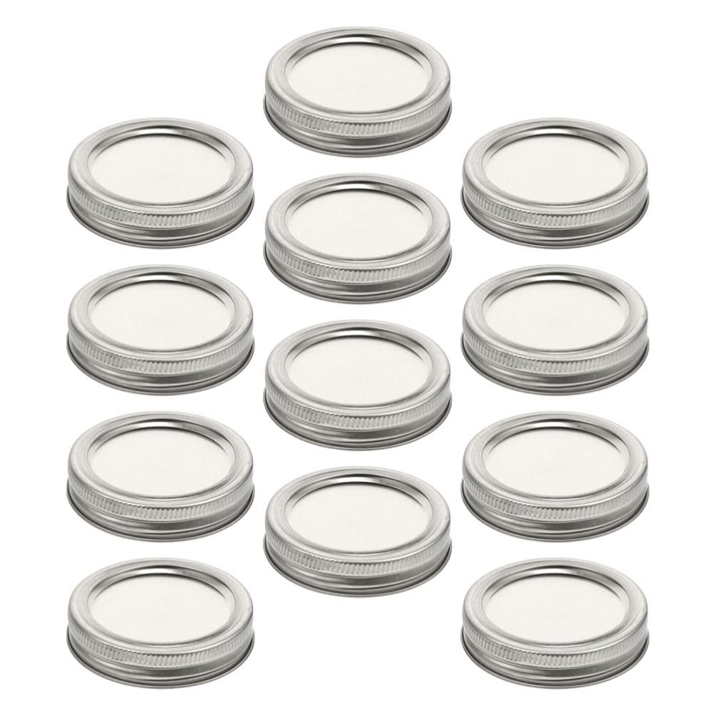 Angoily 12pcs Mason Jar Lids Reusable Canning Lids Mason Can Cover Canning Bands Regular Mouth Mason Jars Cap Canning Lids and Ball Jar Lids Wide Mouth Lids Caps With Cover Ring Tinplate