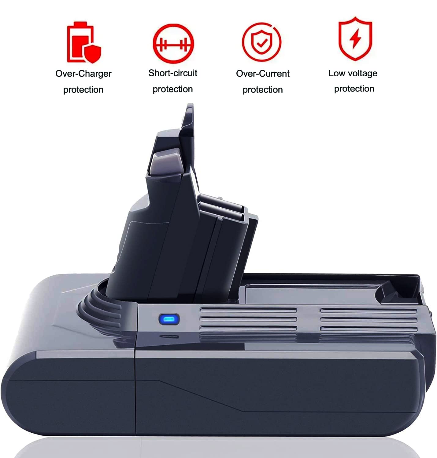 DEWQKI 21.6V 4.0Ah V6 Battery Replacement for V6 Battery Compatible for V6 DC58 DC59 DC61 DC62 DC72 DC74 Absolute Animal Motorhead Slim SV03 SV04 SV05 SV06 SV07 SV09 (V6)
