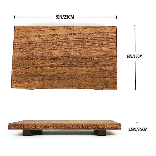 Wood Pedestal Stand & Risers - 9" Wooden Display Stand for Sink Caddy, Soap Tray, & Dish Soap Holder - Bathroom & Kitchen Counter Decor - Antique Walnut Farmhouse Style Tray (9 * 6)