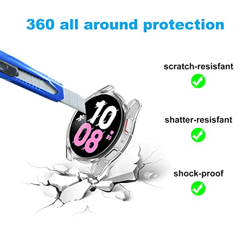 6 Pack Case for Samsung Galaxy Watch 5/4 Screen Protector 44mm, Soft TPU Plated Cases All-Around Protective Screen Full Cover Bumper Compatible for Samsung Galaxy Watch 5/4 Accessories Clear 44mm