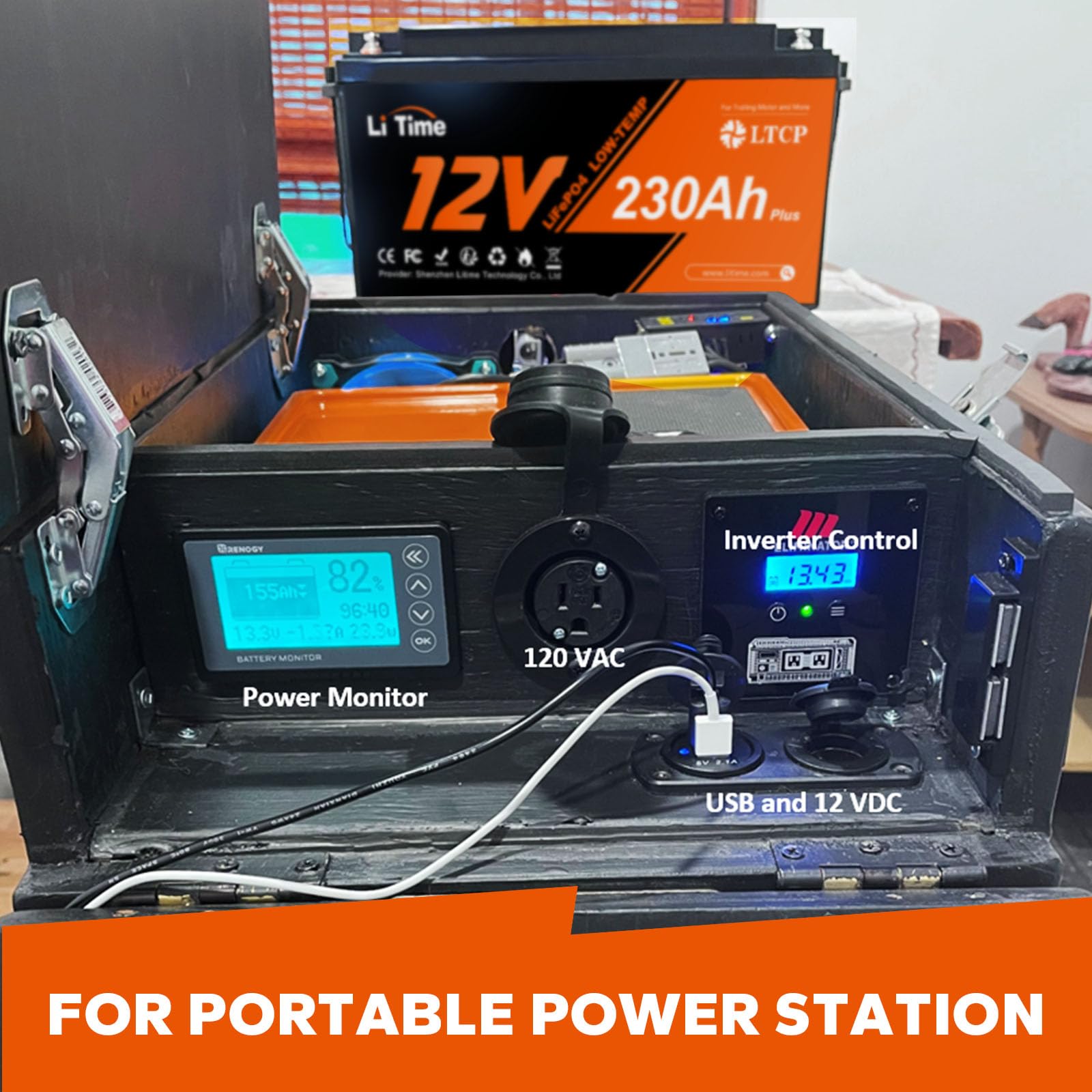 LiTime 12V 230Ah Plus Low-Temp Protection LiFePO4 Battery Built-in 200A BMS, Max 2944Wh Energy, Lithium Iron Phosphate Battery Perfect for Trolling Motors, Yacht, Marine, Boat, RV, Home Energy