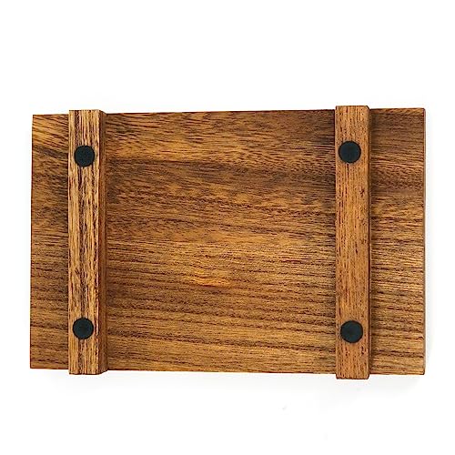 Wood Pedestal Stand & Risers - 9" Wooden Display Stand for Sink Caddy, Soap Tray, & Dish Soap Holder - Bathroom & Kitchen Counter Decor - Antique Walnut Farmhouse Style Tray (9 * 6)