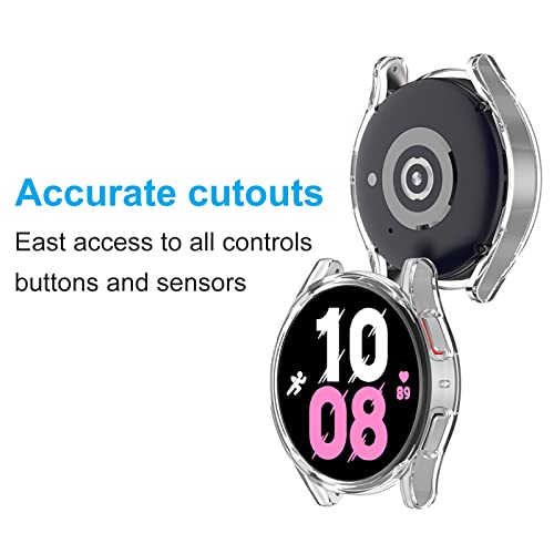 6 Pack Case for Samsung Galaxy Watch 5/4 Screen Protector 44mm, Soft TPU Plated Cases All-Around Protective Screen Full Cover Bumper Compatible for Samsung Galaxy Watch 5/4 Accessories Clear 44mm