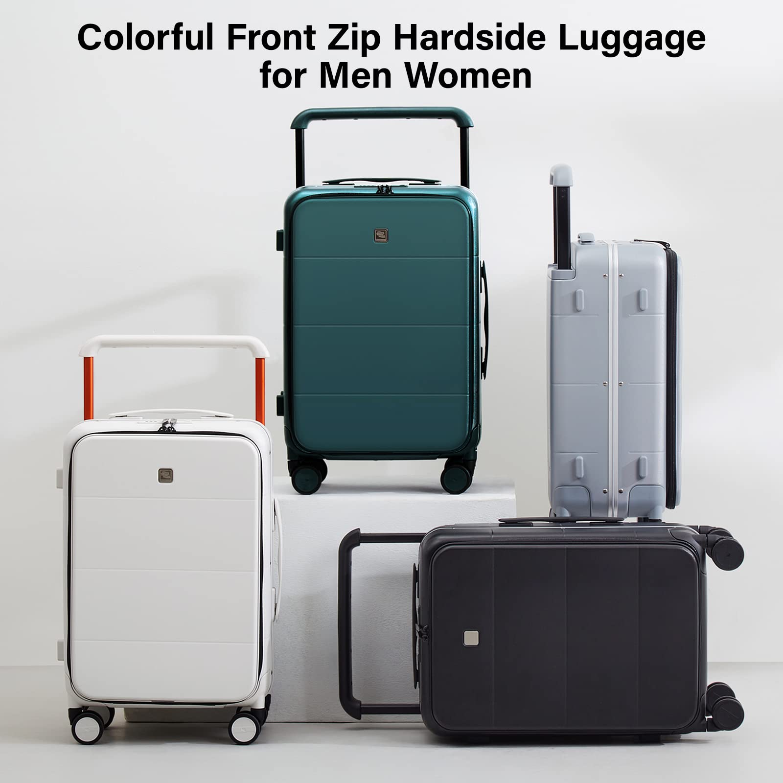 Hanke Luggage Hard Shell Suitcases 24 Inch Checked-Medium Luggage with Spinner Wheels TSA Approved Luggage Travel Luggage Wide Handle for Men Women(Smoke White)