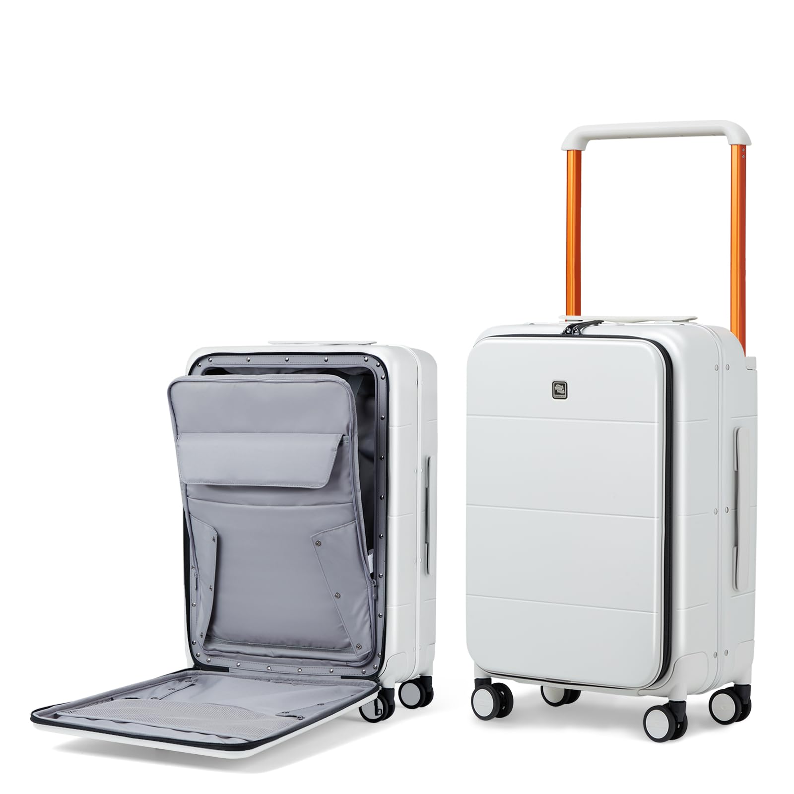 Hanke Luggage Hard Shell Suitcases 24 Inch Checked-Medium Luggage with Spinner Wheels TSA Approved Luggage Travel Luggage Wide Handle for Men Women(Smoke White)