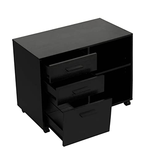 Hrooarem Lateral File Cabinet, Large Capacity Printer Stand with File Cabinet, Rolling File Cabinet for Home Office, Mobile Printer Filing Stand, CI-WJG-2021-BR002
