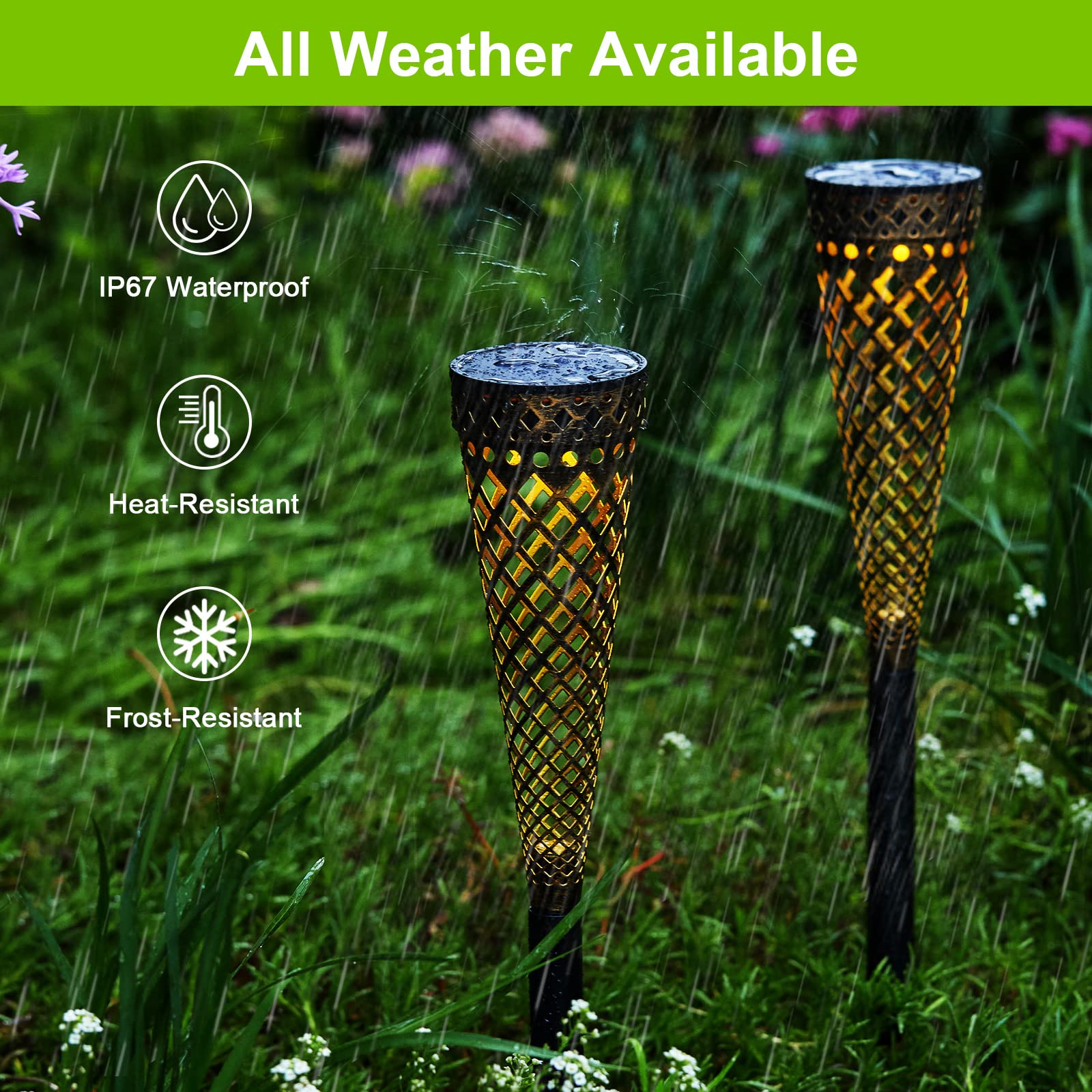 RECHOO Solar Garden Lights, 6 Pack Garden Decor Solar Outdoor Lights Decorative, Warm White & Cool White Garden Lights Solar Powered Waterproof, Outdoor Solar Lights for Yard Patio Backyard Decor