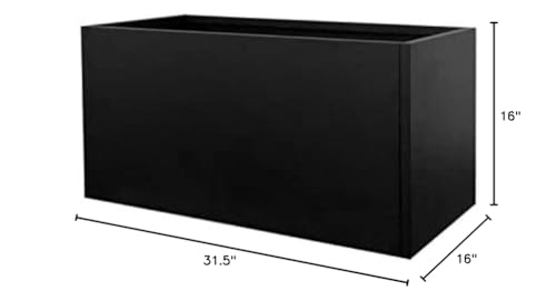 Black Planter Box Galvanized Steel Metal Planter Rectangular Indoor Large Outdoor Planters Steel Metallic Heavy Flower Pot 16"x 31.5"x 16" Commercial Residential for Patio, Deck, Backyard, Garden