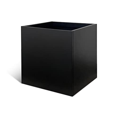 Black Planter Box Galvanized Steel Metal Planter Rectangular Indoor Large Outdoor Planters Steel Metallic Heavy Flower Pot 16"x 31.5"x 16" Commercial Residential for Patio, Deck, Backyard, Garden