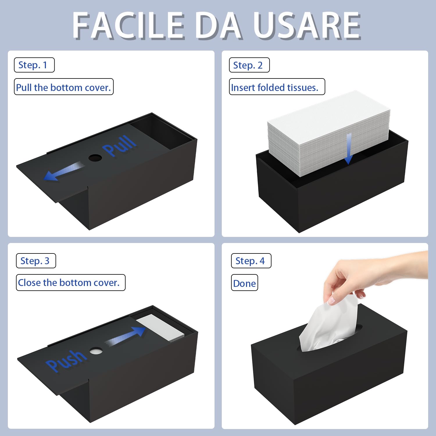 Acrylic Tissue Box Holder, PITBVO Rectangular Shiny Black Tissue Box Cover, Table Facial Napkin Dispenser for Car, Bathroom, Bedroom, Kitchen, Office, Living Room, Counter, Hotel Use