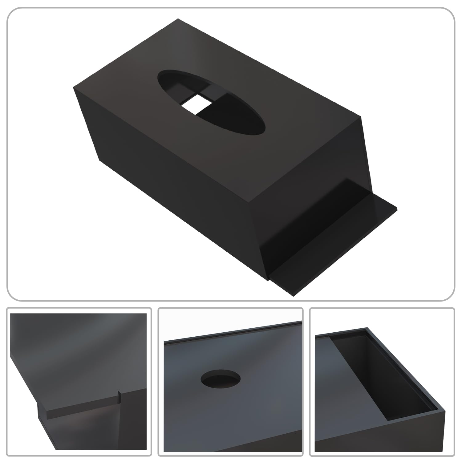 Acrylic Tissue Box Holder, PITBVO Rectangular Shiny Black Tissue Box Cover, Table Facial Napkin Dispenser for Car, Bathroom, Bedroom, Kitchen, Office, Living Room, Counter, Hotel Use