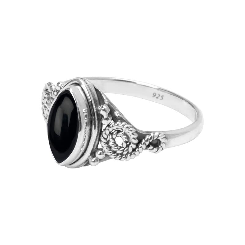 Black Onyx Stone Ring, 925 Sterling Silver Ring Statement Ring For Women - Girls, 5X10mm Natural Marquise Shape Gemstone Ring, Christmas Gifts, Gemstone Ring Size US 11 Handmade Ring