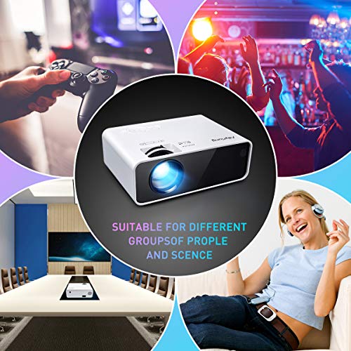 Mini Portable Projector with WiFi and blueooth ,Video Projector,2022 Upgrade 1080P HD Projector,50,000Hrs LED Lamp Life, Built in HI-FI Speakers Compatible with HDMI, VGA, TF, AV ,USB&Conversion Plug