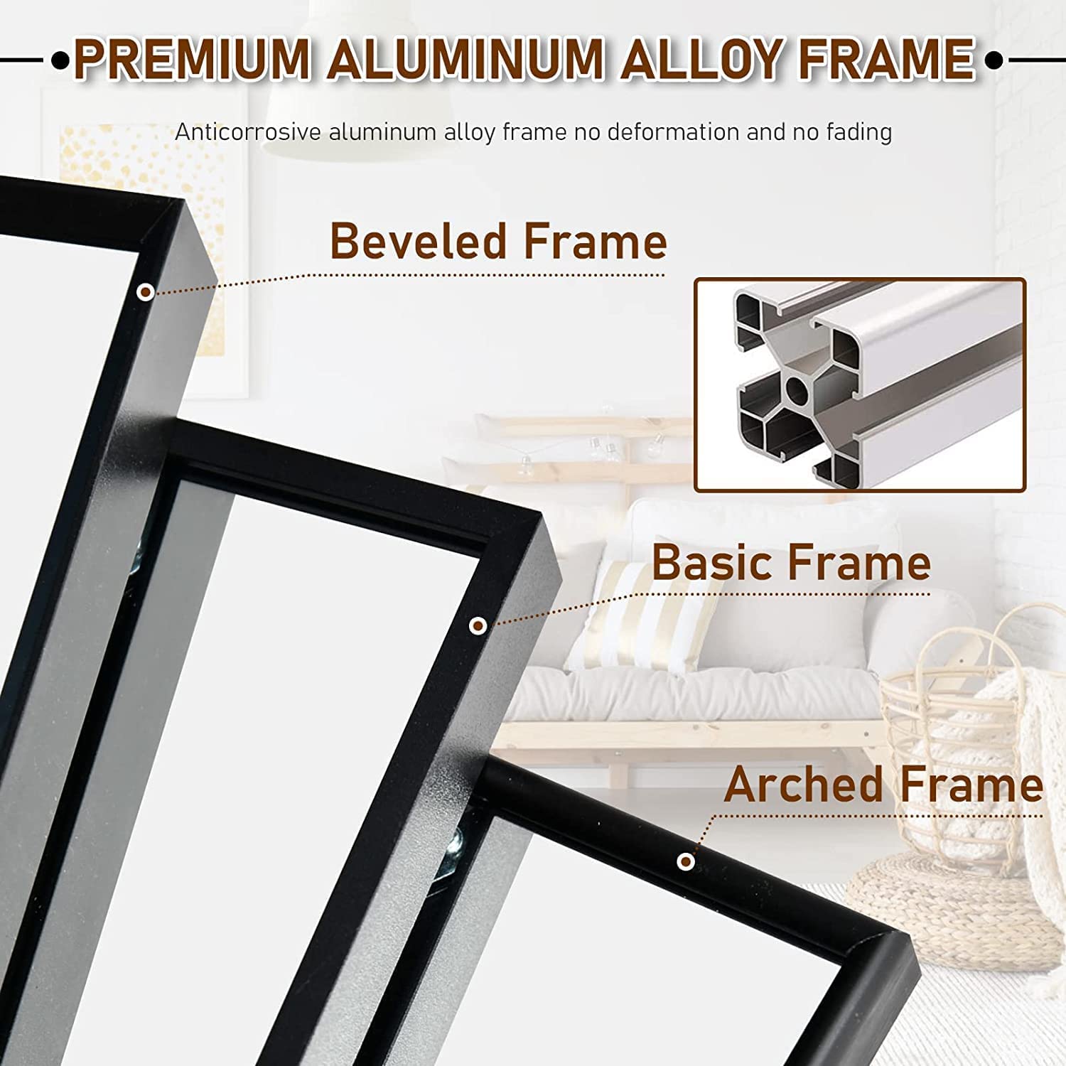 Yone jx je 65" x 24" Full Length Mirror Hanging Standing or Leaning, Bedroom Mirror Floor Mirror Wall-Mounted Mirror with Alloy Frame, Black