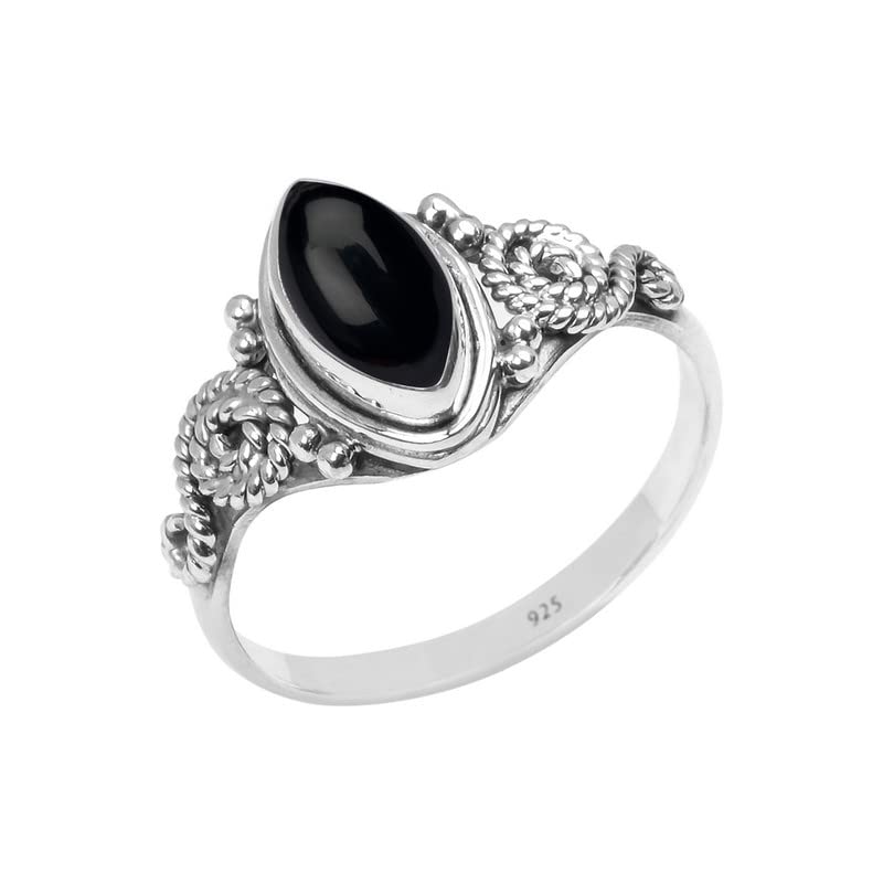 Black Onyx Stone Ring, 925 Sterling Silver Ring Statement Ring For Women - Girls, 5X10mm Natural Marquise Shape Gemstone Ring, Christmas Gifts, Gemstone Ring Size US 11 Handmade Ring