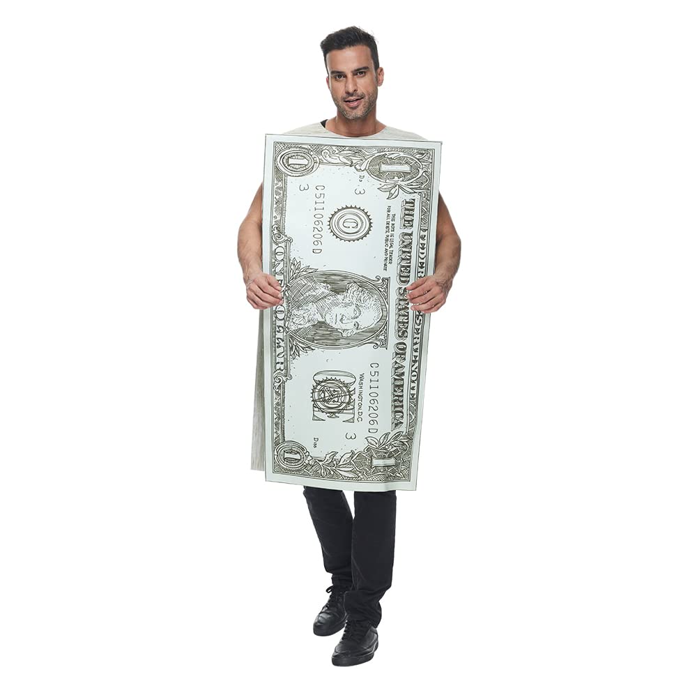 EraSpooky Adult 1 Dollar Bill Costume Funny Halloween Money Fancy Dress