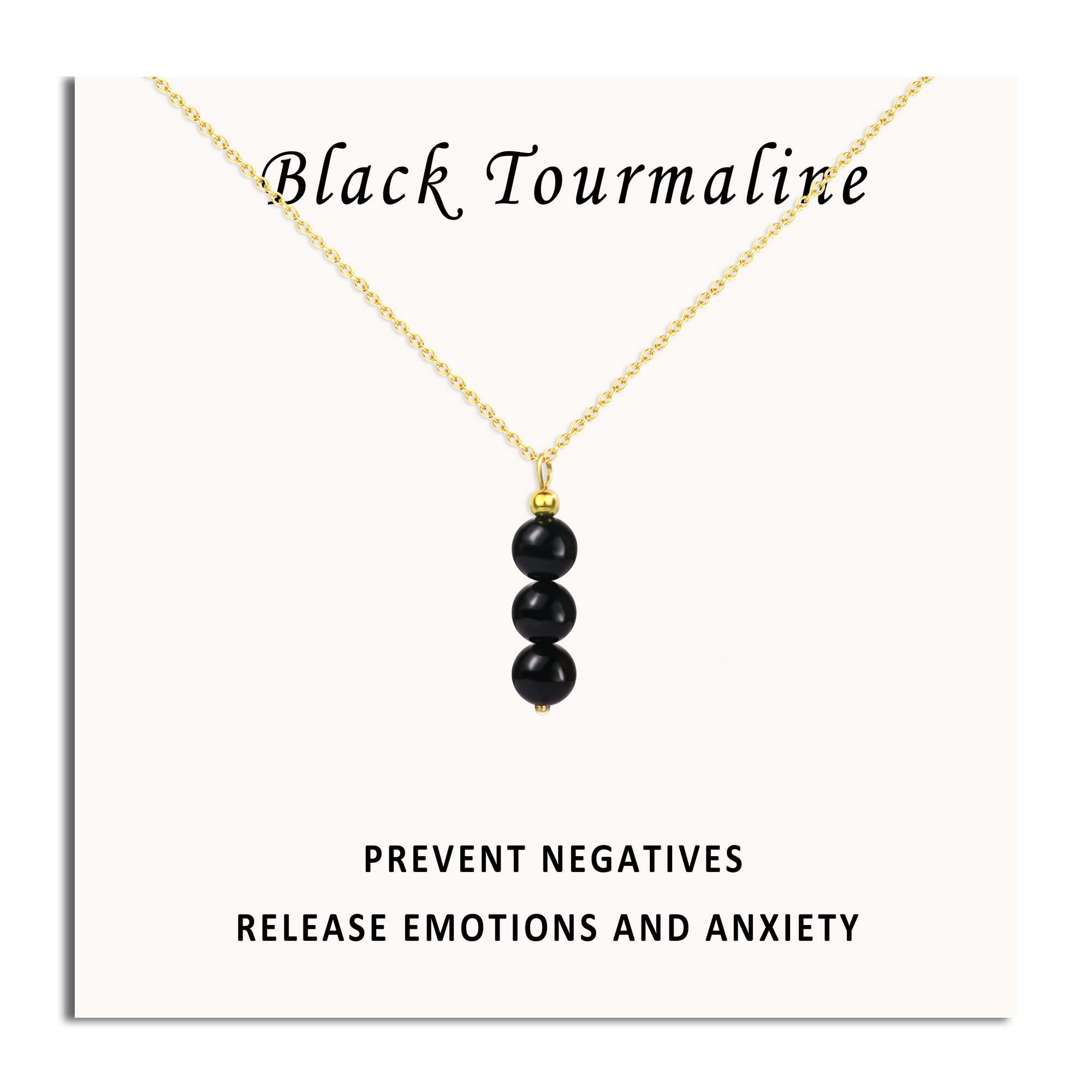 SmileBelle Black Tourmaline Necklace for Women, Black Onyx Choker Crystal Necklaces for Girls October Birthstone Black Necklace Black Tourmaline Jewelry as Birthday Gifts