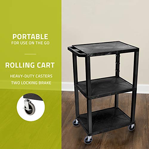 Luxor WT42E 42"H Electric A/V Cart with 3 Shelf and Black Leg