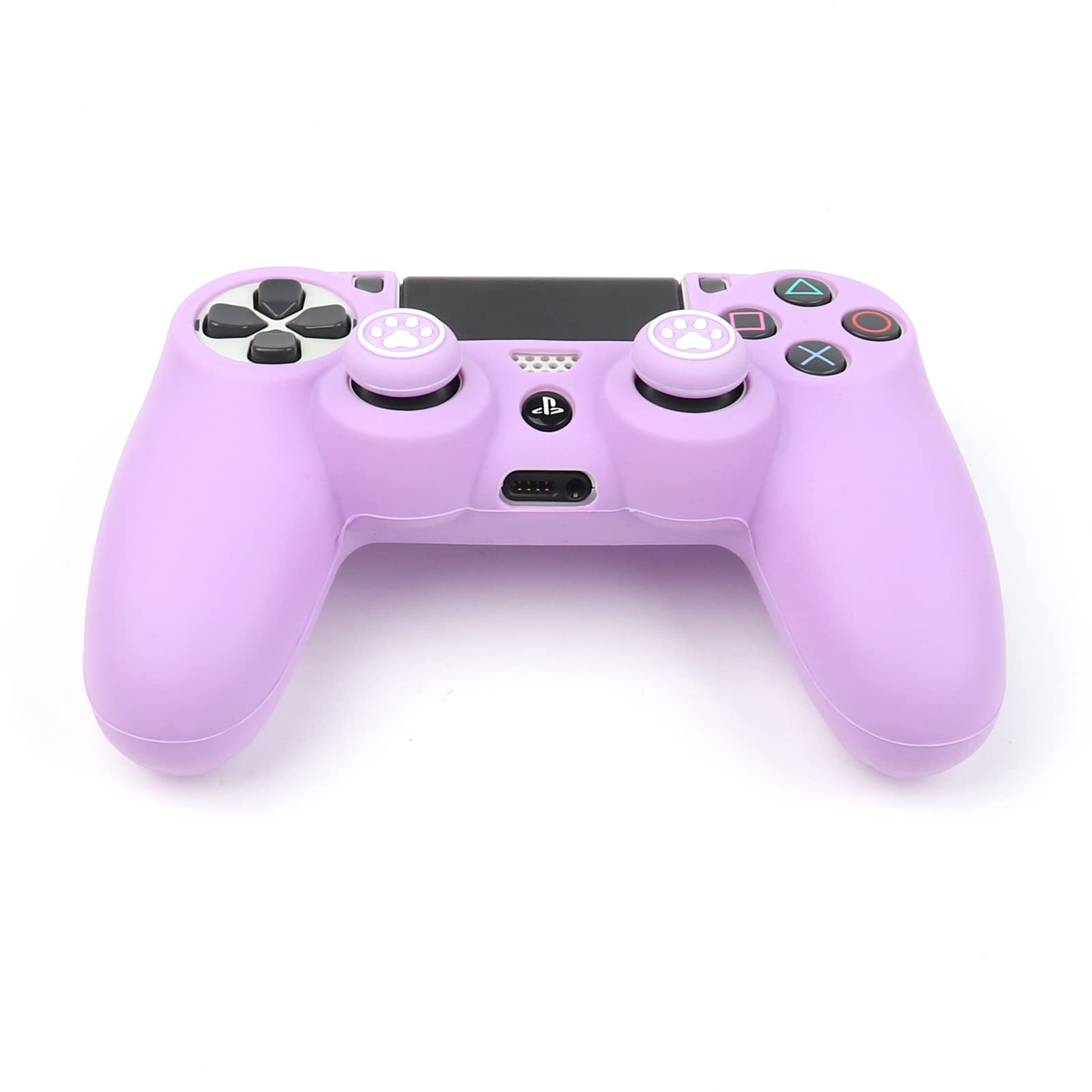 Ralan Purple Controller Skin Silicone for PlayStation 4, Non-Slip Grip Cover Protector Compatible with PS4 Slim/PS4 Pro Controllers with 6 Thumb Grip Caps