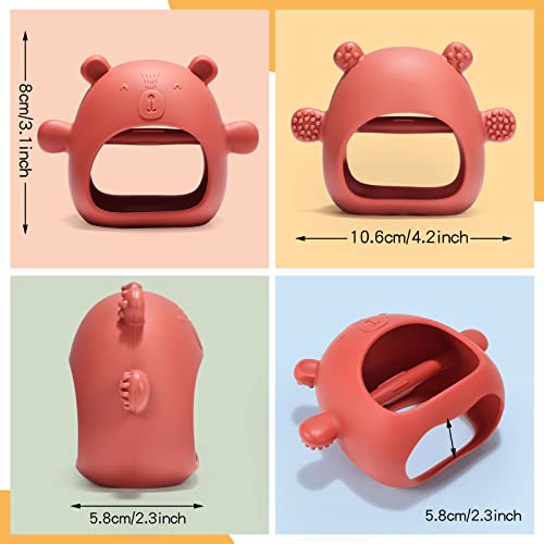Silicone Teething Toys for Babies 3-6 Months - 3 Pack Never Drop Teething Mittens for Infants 6-12 Months, Mushroom Penguin Hand Teethers, Baby Chew Toys for Sucking Needs - Dishwasher Safe