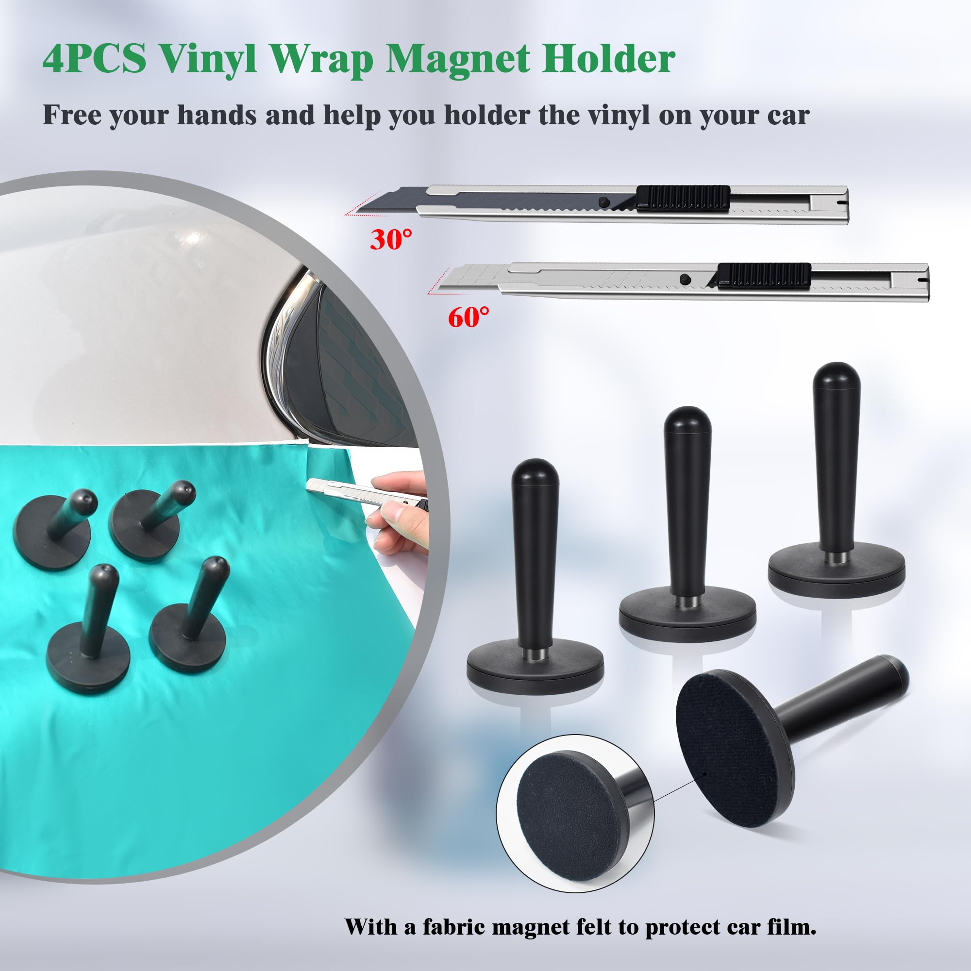 REEVAA Professional Vinyl Wrap & Window Tint Tools, 48PCS Tools Kit, Windshield & Magnet Micro Squeegee Kit