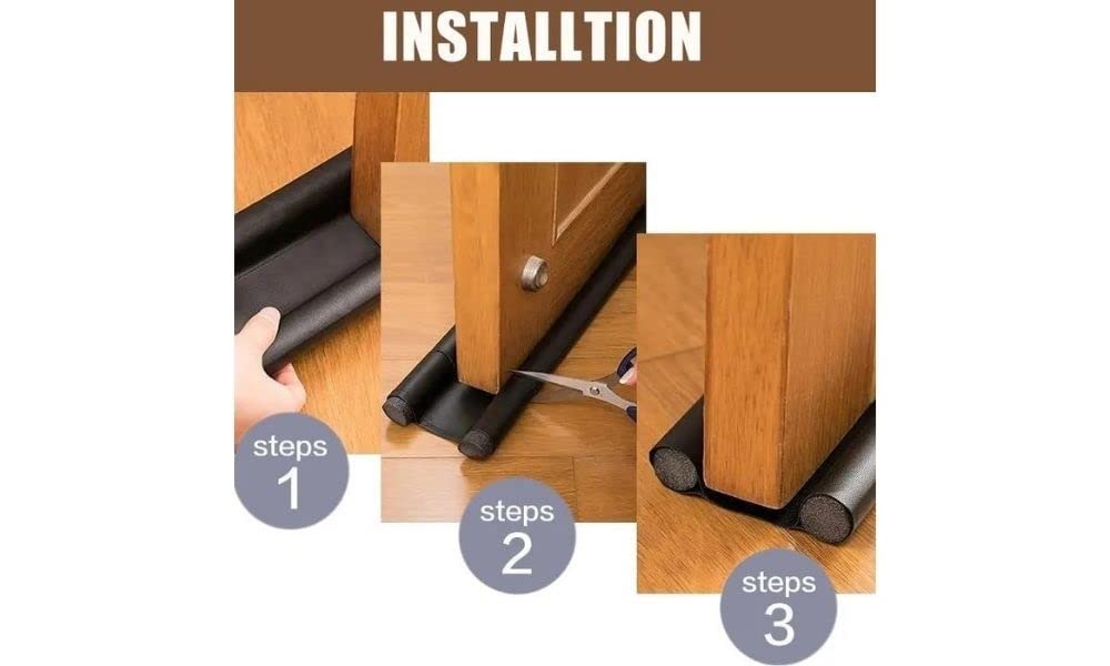 Draft Stoppers, Door Draft Stopper for Bottom of Door, Under The Door Noise Stopper, Soundproof, Lightproof, Weather Stripping Seal for Door and Window. Multi- Purpose Use. 37 Inch in (Black).