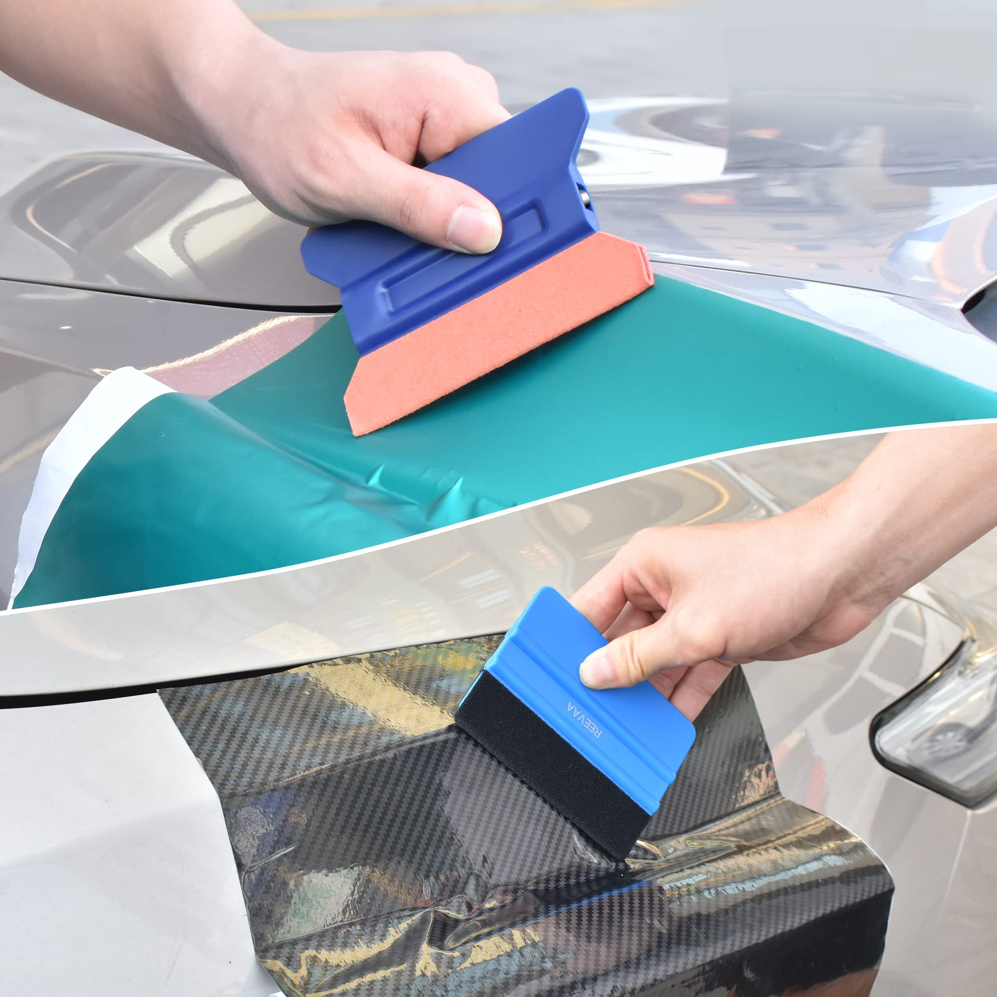 REEVAA Professional Vinyl Wrap & Window Tint Tools, 48PCS Tools Kit, Windshield & Magnet Micro Squeegee Kit