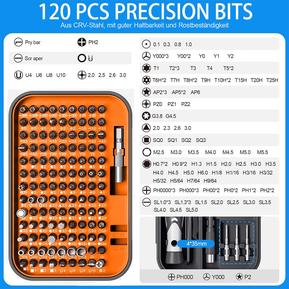 YAOASEN Precision Screwdriver Set, 132 in 1 Small Screwdriver Set with 120 Bits, Tri-Wing, Hex, Torx, for Electronics Item, Craftsman, MacBook, Phone, PS4, Game Console, Watch, Eyeglasses, Xbox, DIY