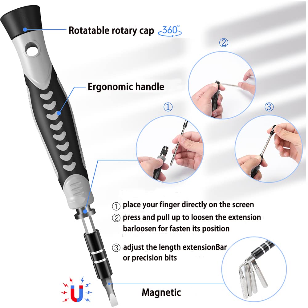 YAOASEN Precision Screwdriver Set, 132 in 1 Small Screwdriver Set with 120 Bits, Tri-Wing, Hex, Torx, for Electronics Item, Craftsman, MacBook, Phone, PS4, Game Console, Watch, Eyeglasses, Xbox, DIY
