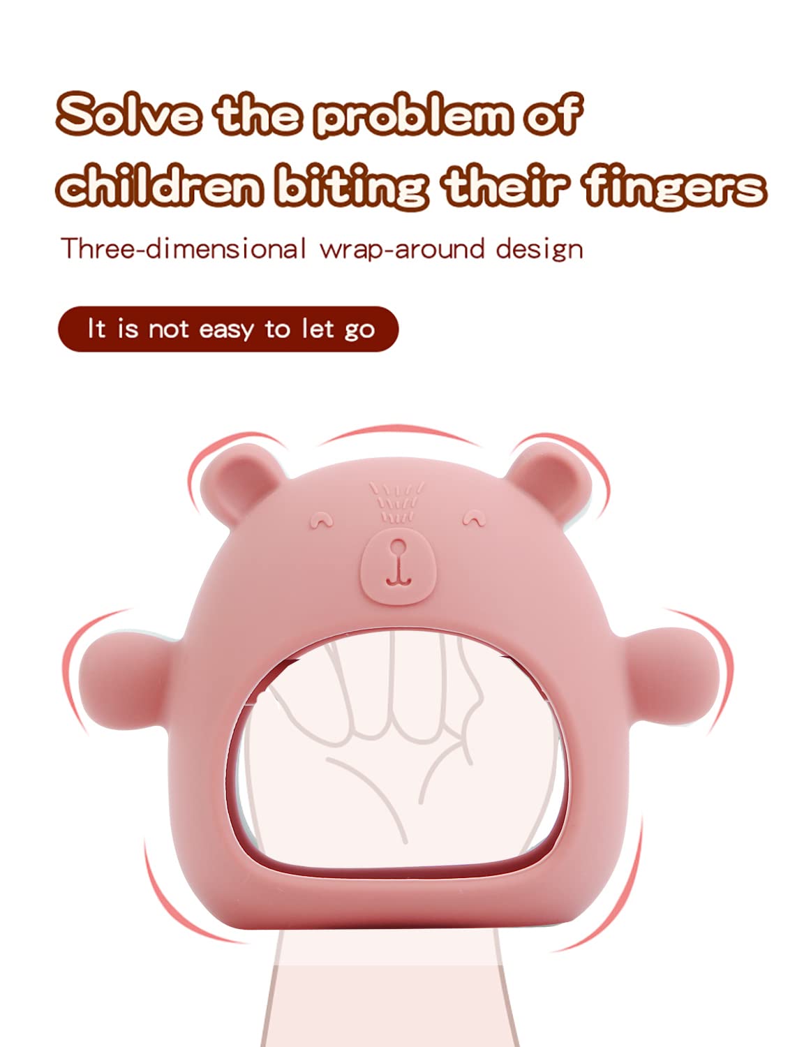 Baby Teething Toys, Foxin Bear Never Drop Silicone Teething Toys for Babies 6-12 Months,Infant Wrist Hand Baby Teether Pacifiers, Baby Chew Toys for Babies Over 3 Months Sucking Needs (Pink)