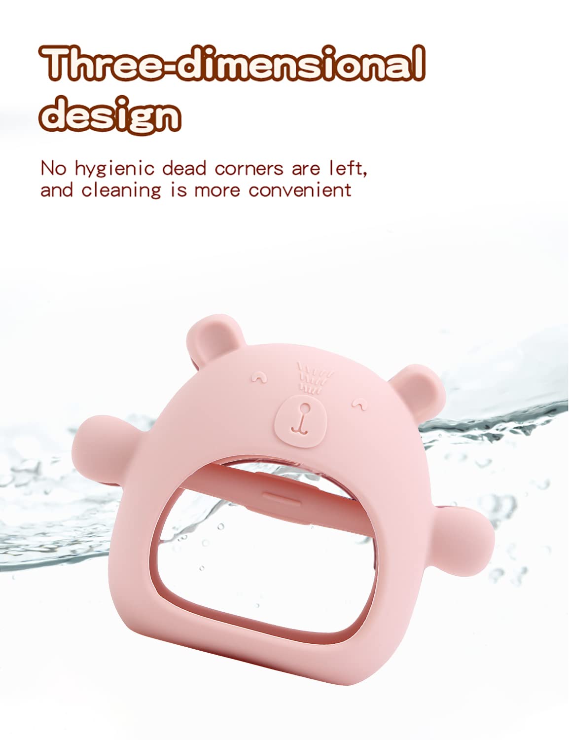 Baby Teething Toys, Foxin Bear Never Drop Silicone Teething Toys for Babies 6-12 Months,Infant Wrist Hand Baby Teether Pacifiers, Baby Chew Toys for Babies Over 3 Months Sucking Needs (Pink)