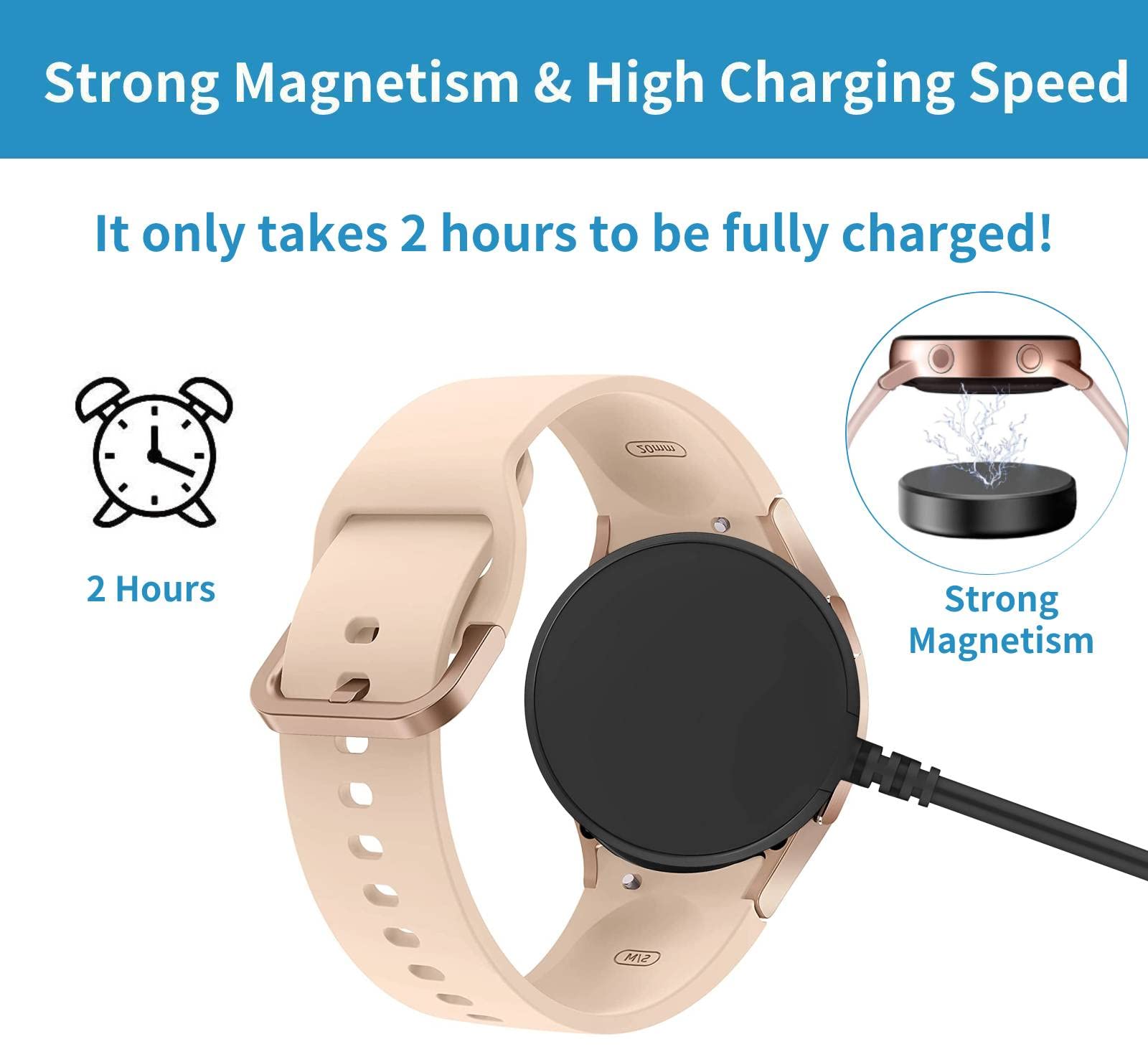 [2-Pack, 3.3ft] Charger for Samsung Galaxy Watch 7/6/6 Classic/5/5 Pro/Ultra/FE, Galaxy Watch 4/3/Active 2/Active Charger Fast Charging