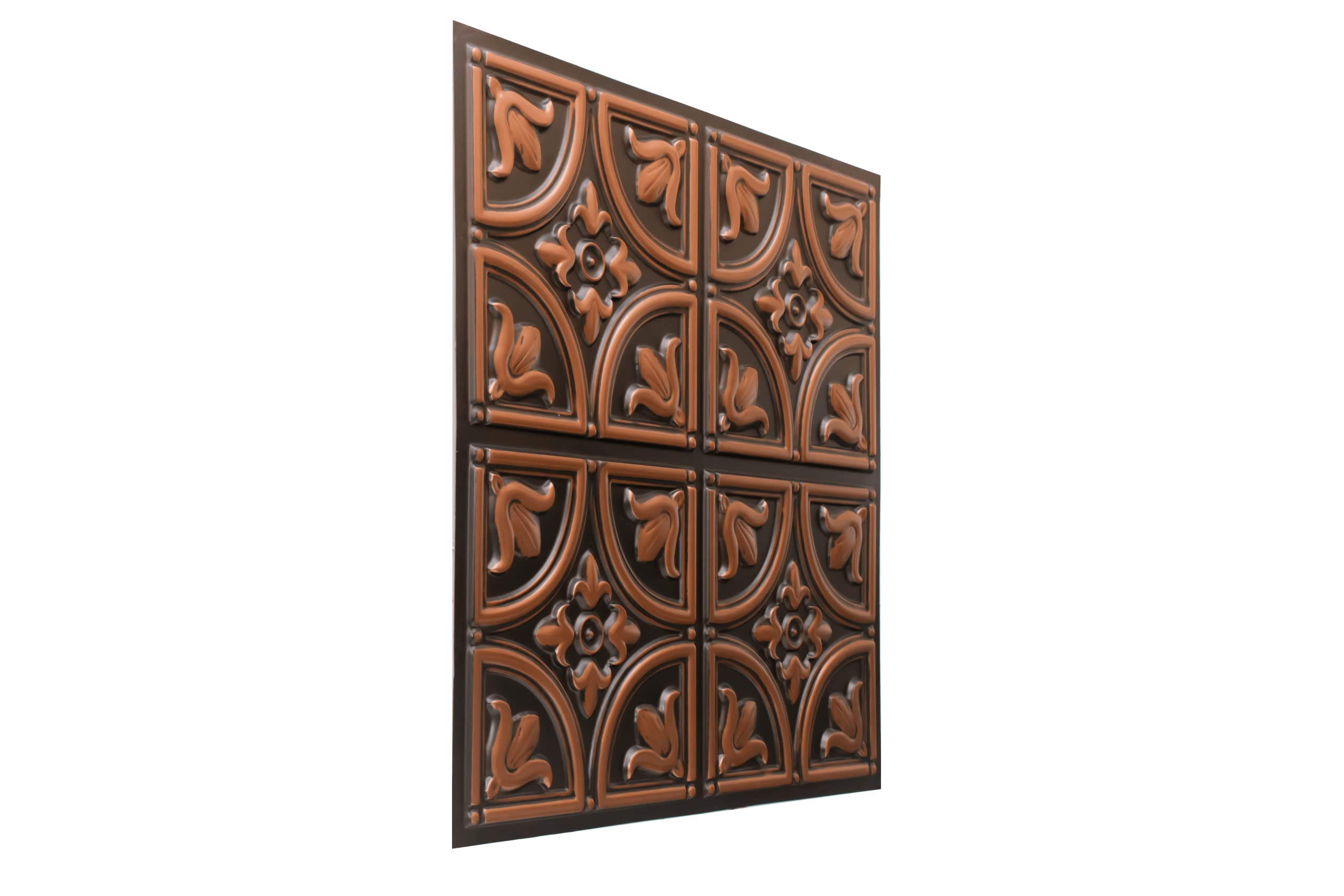 Faux Tin Glue Up Ceiling tile #148 Antique Copper pack of 10 2'X2' tiles (~ 40 sq.ft). Easy to install decorative ceiling tiles. Gorgeous antique look PVC tiles. Great as a backdrop.