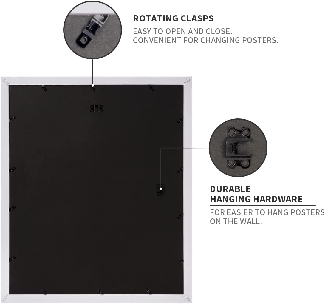 skyDrama 20x24 Picture Frame White PS Material, Display 16x20 Photo without Mat or 20x24 Poster with Mat, Light Weight High Transparent 20by24 Frame for Wall - 20"x24"/White/1Pack