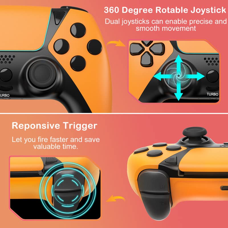 TOPAD Custom Remote for PS4 Controllers, Gamepad Control for Playstation 4 Controller Compatible with Pro/Slim/Steam/PC Console, Ymir Elite Pa4 Controller with Turbo and 2 Remapping Paddles(Orange)