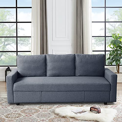 NicBex Convertible Sectional Sofas, 3 Seat Couch, Navy