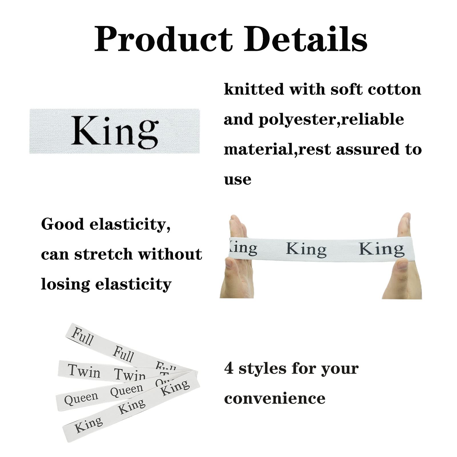 Maletnd 12 Pieces Bed Sheet Organizer Bands, Closet Organization Sheet Straps, Linen Labels Bedding Bands, Elastic Bed Sheet Storage Sheet Keepers (6PcsQueen 6PcsKing )