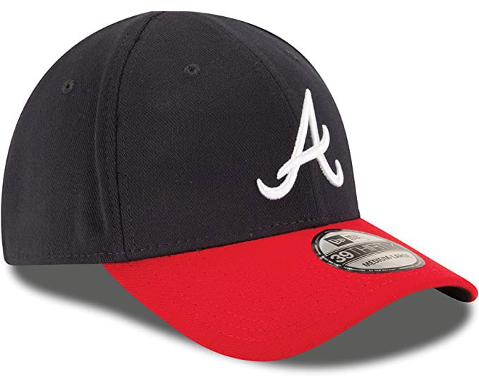 New Era Atlanta Braves Toddler/Child Junior Team Classic 39THIRTY Stretch Fit Navy/Red Hat with White Logo