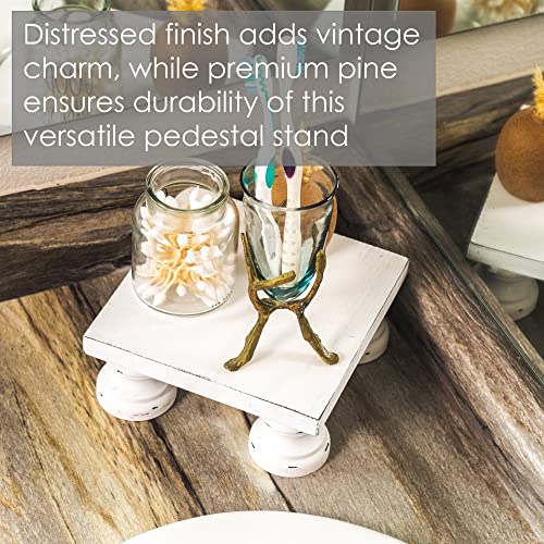 Decorative Riser Pedestal display stand, Display bathroom and home décor, risers for display of farmhouse kitchen decor, wood riser tray (White Feet)