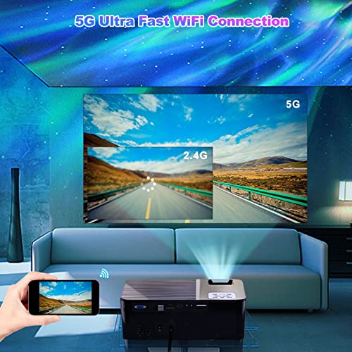 5G WiFi Bluetooth Projector, Full HD Native 1080P Projector 10000 Lumens Support 4K,Zoom,Keystone Correction,Compatible w/ TV Stick, iOS, Android,Laptop[Carrying Bag Included]