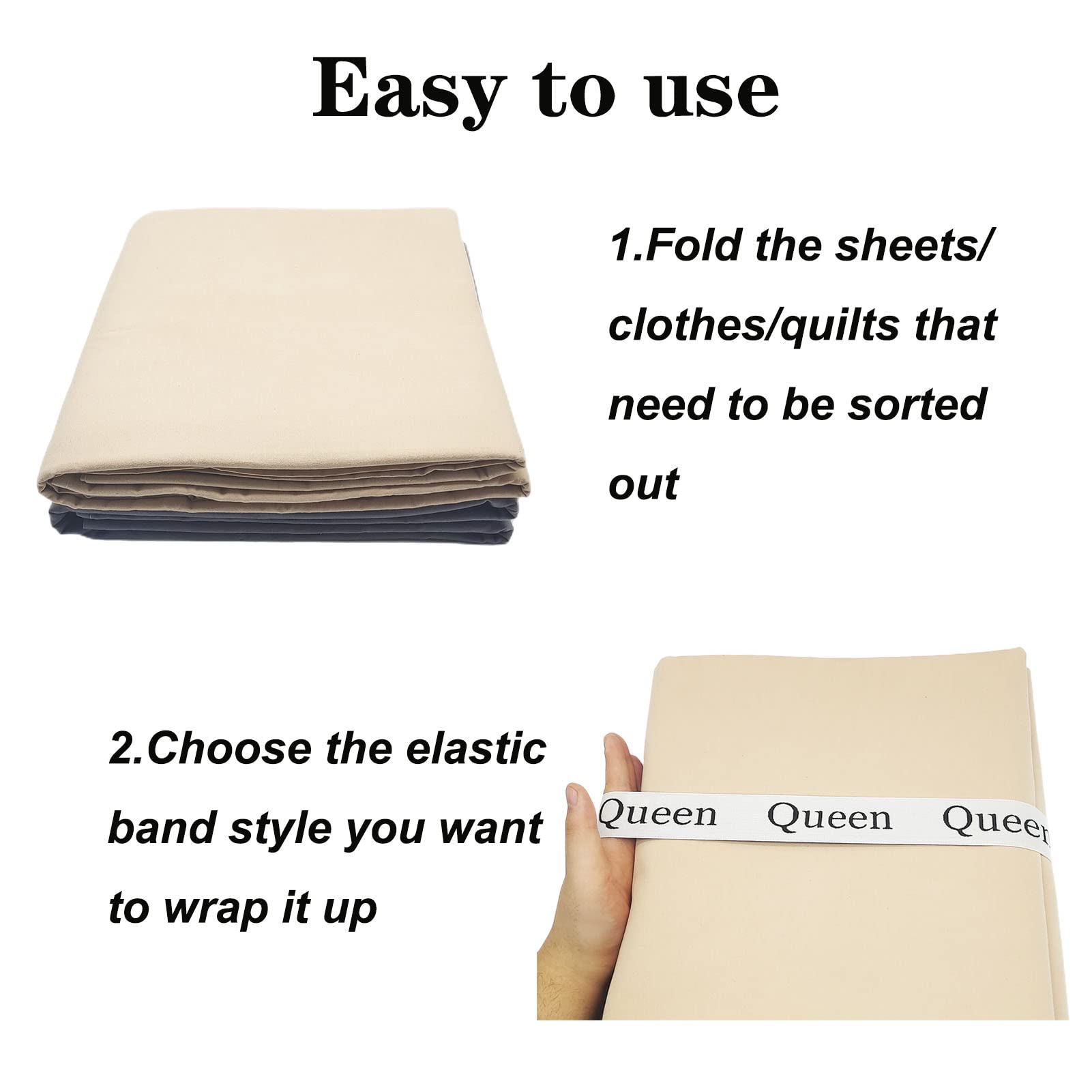 Maletnd 12 Pieces Bed Sheet Organizer Bands, Closet Organization Sheet Straps, Linen Labels Bedding Bands, Elastic Bed Sheet Storage Sheet Keepers (6PcsQueen 6PcsKing )