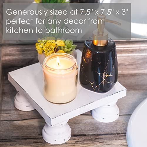 Decorative Riser Pedestal display stand, Display bathroom and home décor, risers for display of farmhouse kitchen decor, wood riser tray (White Feet)