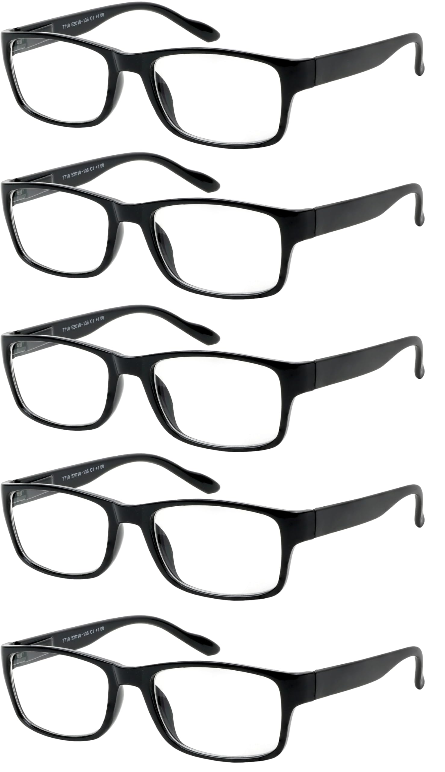 Yogo Vision Reading Glasses Men Women Readers Lightweight Eyeglasses Standard Fit Rectangle Style Anti Glare Filter 5 Pairs Black 2