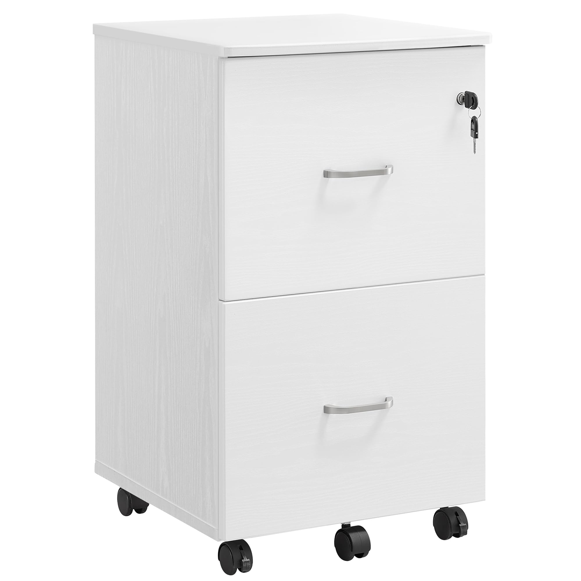 VASAGLE 2-Drawer File Cabinet, Locking Filing Cabinet for Home Office, Small Rolling File Cabinet, Printer Stand, for A4, Letter-Size, Assembly Required, Honey Brown and Ink Black ULCD027T46V2