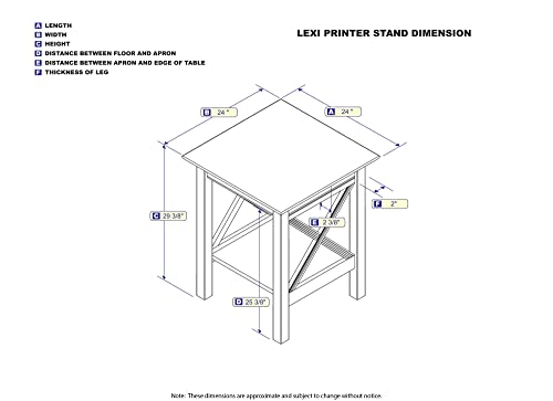 AFI Lexi Printer Stand with Charging Station, Walnut AH10254