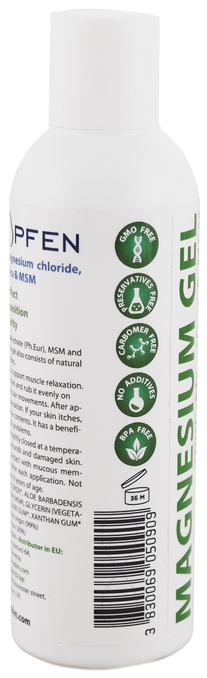 Magnesium Gel with Aloe Vera & MSM | 6.76 Oz - 200 ml | Pure Magnesium Chloride | Organic Aloe Vera | Heiltropfen®