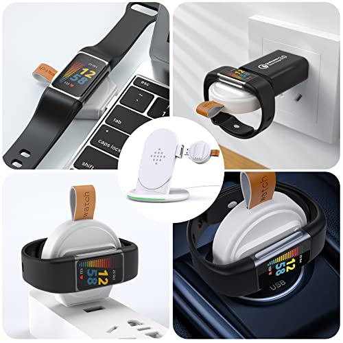 KOJACMUR 3 in 1 Wireless Charger for Fitbit Charge 5/Fitbit Luxe,Wireless Charging Station Compatible for iPhone 14/12 Pro Max/13/11/8, for Samsung Galaxy S22+ S22, for AirPods Pro/3 (White A)