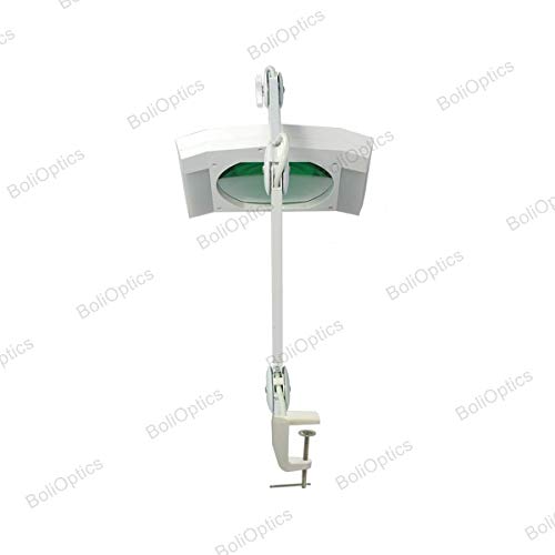 (Glass Lens) Professional LED Magnifying Lamp with Clamp, 7x6 inch Glass Lens, 1200 Lumens 5600K-6000K Daylight Bright 60 SMD LED, Work Light Mounting Bracket Clamp (5 Diopter) BoliOptics MG16302211